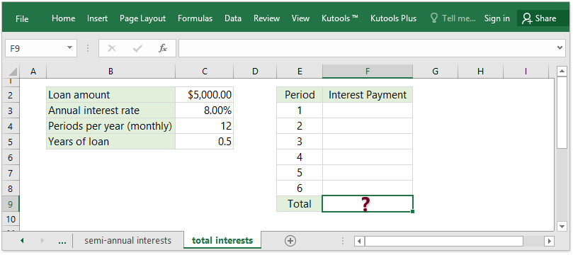 How to calculate interest payments per period or total with Excel formulas?