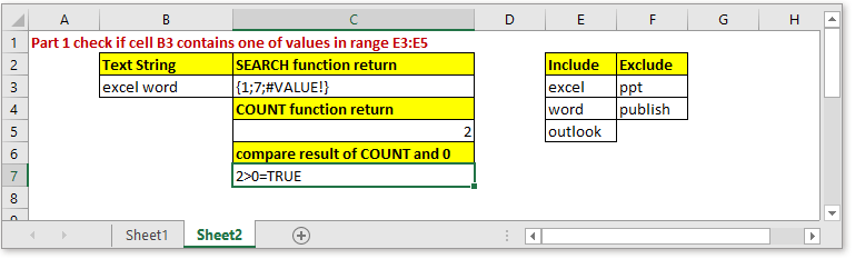Excel Formula Check If Cell Contains Some Texts But Not Contains Others
