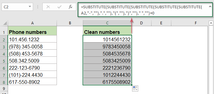 Clean and reformat telephone numbers in Excel