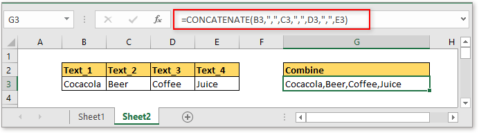 F rmula De Excel Combinar Celdas Con Coma