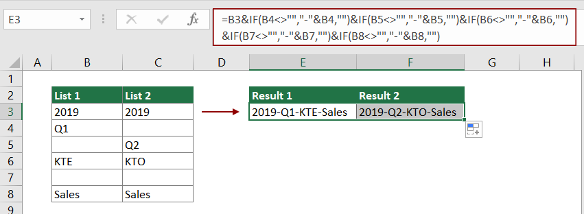 Concatenate cells but ignore blanks