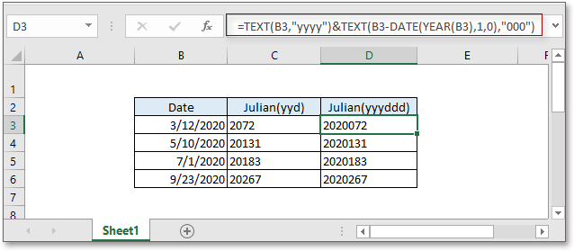 Excel Formula: Convert Date to Julian