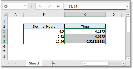 Fórmula do Excel: converter horas decimais em horas e minutos