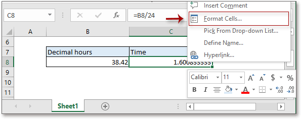 Excel Formula: Convert Decimal Hours to Hours and Minutes