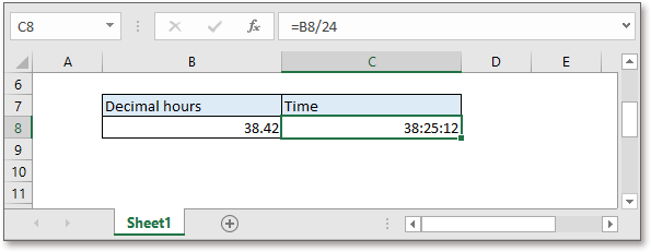 Excel Formula: Convert Decimal Hours to Hours and Minutes