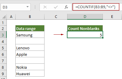 Count blank/nonblank cells in a range in Excel