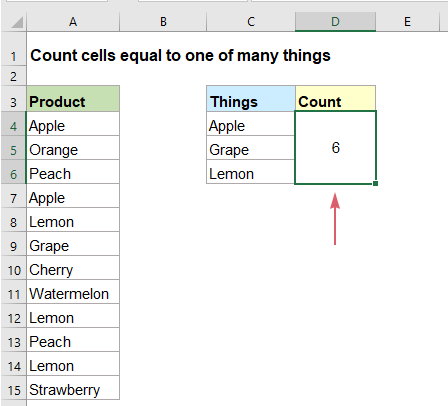 Count number of cells equals to one of many values in Excel