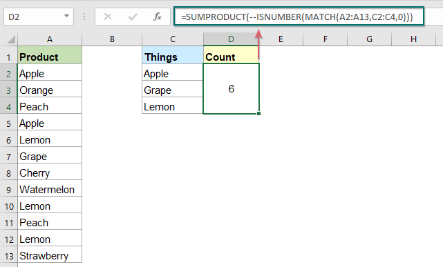 Count Number Of Cells Equals To One Of Many Values In Excel
