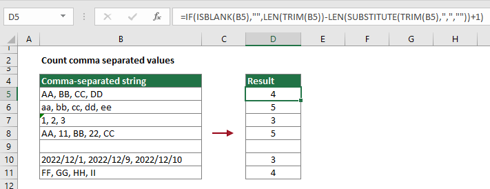Count Comma Separated Values In A Cell