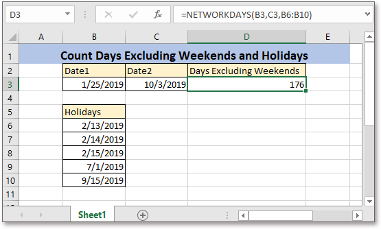 Excel Formula: Count Days Between Two Dates Excluding Weekends