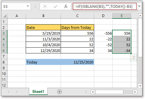 Excel Formula: Count Days from Today