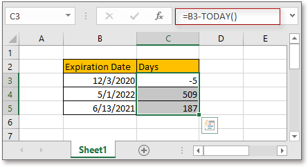 Excel Formula: Count Days Until Expiration Date