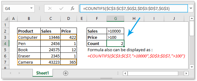 Excel formula: Count cells equal to x and y