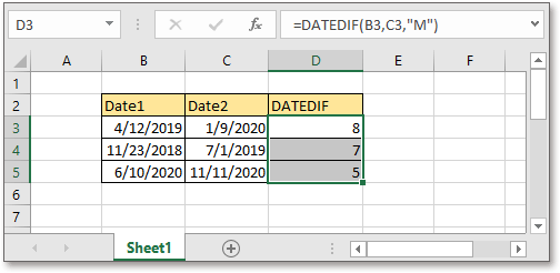 Excel Formula: Count Months Between Two Dates