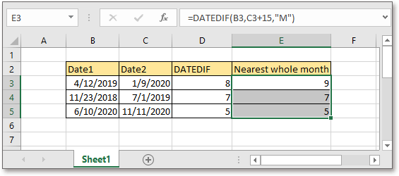 Excel Formula: Count Months Between Two Dates