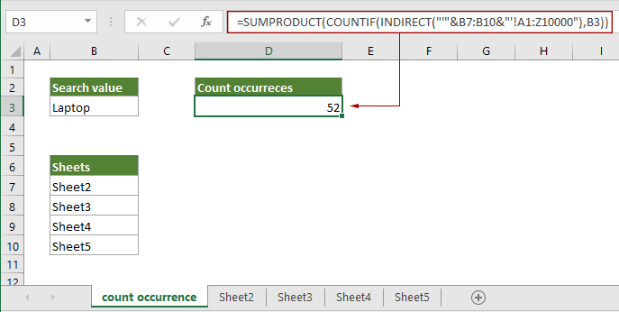 Count occurrences of particular text in entire Excel workbook