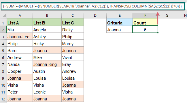 Count Number Of Rows That Contain Specific Values In Excel