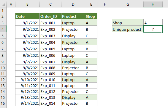 Count unique values with criteria in Excel