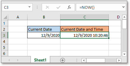 Excel Formula: Display Current Date and Time