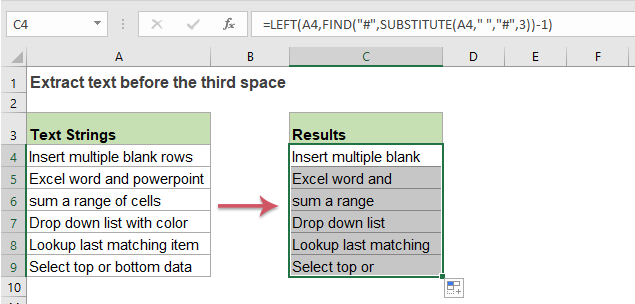Extract text before or after second space or comma