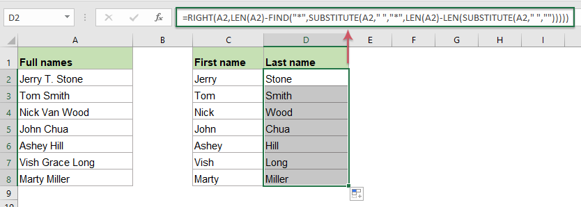 Extraire Le Premier Pr nom Et Le Nom Du Nom Complet Dans Excel