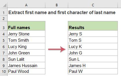 Extract first initial and last name from full name