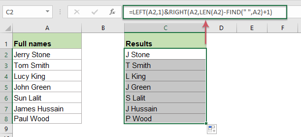 Extract First Initial And Last Name From Full Name