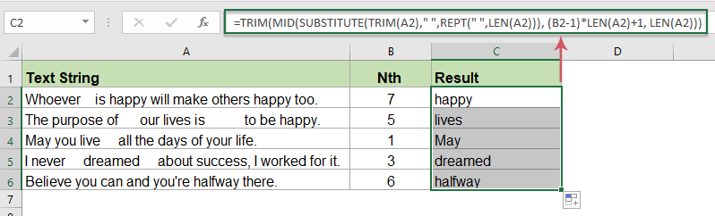 Extract Nth Word From Text String In Excel