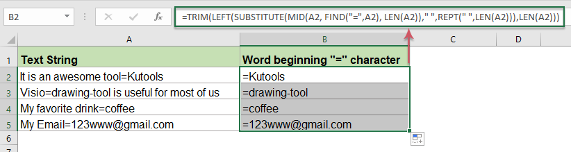 Extract Word Beginning With A Specific Character In Excel
