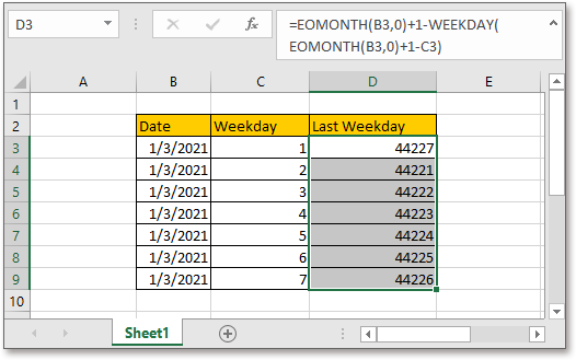 Excel Formula Find Last Weekday Of Month