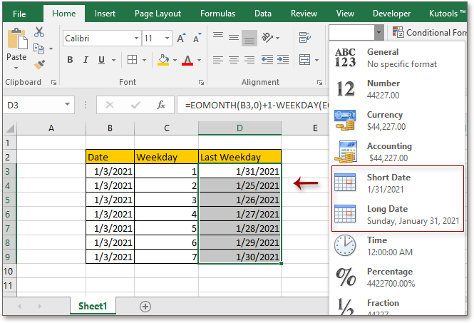 Excel Formula Find Last Weekday Of Month