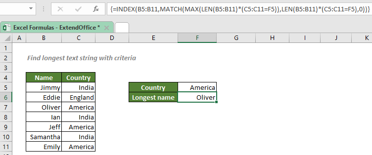 Find Longest Text String With Criteria