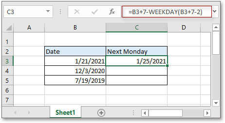 Excel Formula: Get next specific weekday