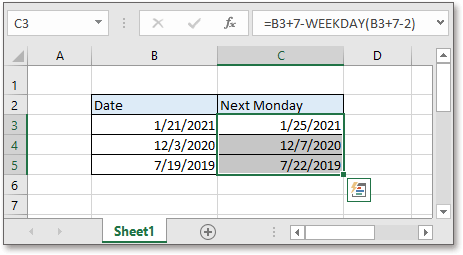 Excel Formula: Get next specific weekday