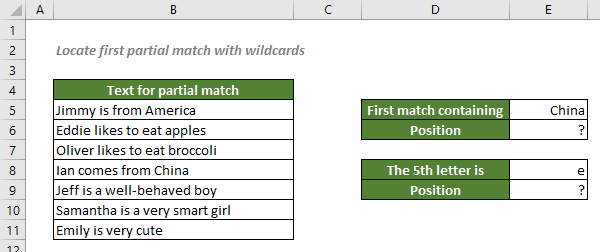 Locate first partial match with wildcards