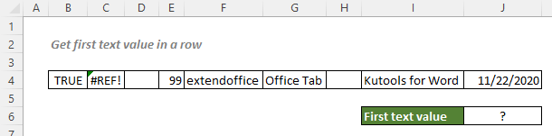 Get first text value in a row