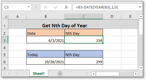Excel Formula Get Nth Day Of Year By Given Date