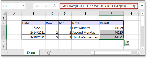 Excel Formula: Get Nth Day of Week in Month By Given Date