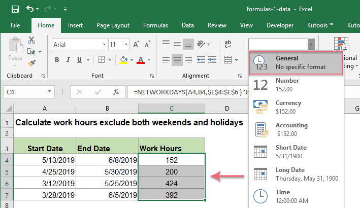 Excel Get Work Hours Between Two Dates