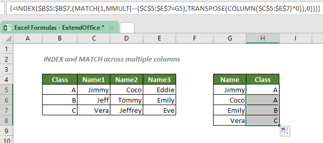 INDEX And MATCH Across Multiple Columns
