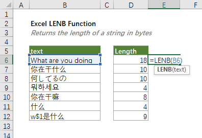 Excel LENB Function