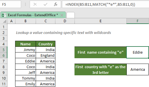 Lookup a value containing specific text with wildcards