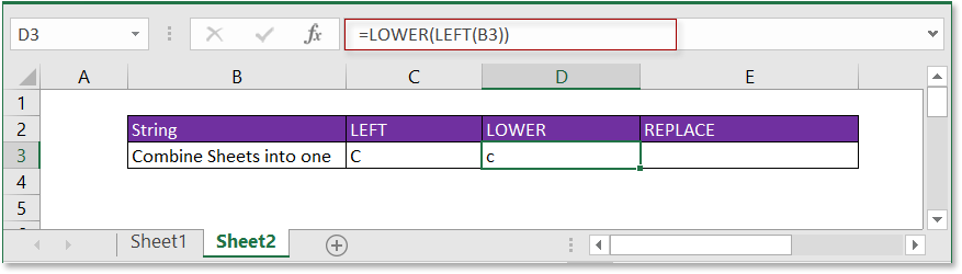 Excel Formula: Make first letter lowercase