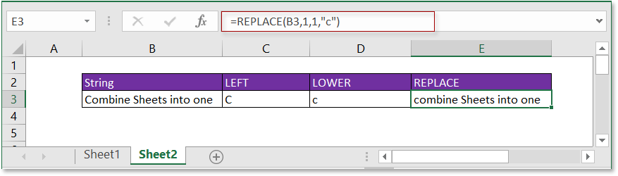 Excel Formula: Make first letter lowercase