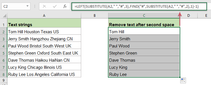 Remove Text After Or Before The Second Or Nth Space From Text Strings