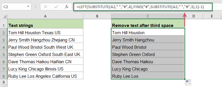 Remove Text After Or Before The Second Or Nth Space From Text Strings