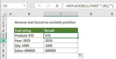 Remove text based on variable position in Excel