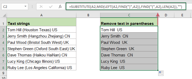 Remove Text Within Parentheses Or Brackets From Text Strings