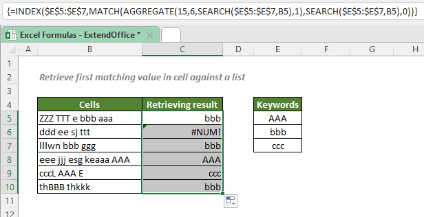Retrieve first matching value in cell against a list Retrieve first matching value in cell against a list