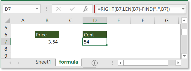 Excel Formula: Split dollars and cents